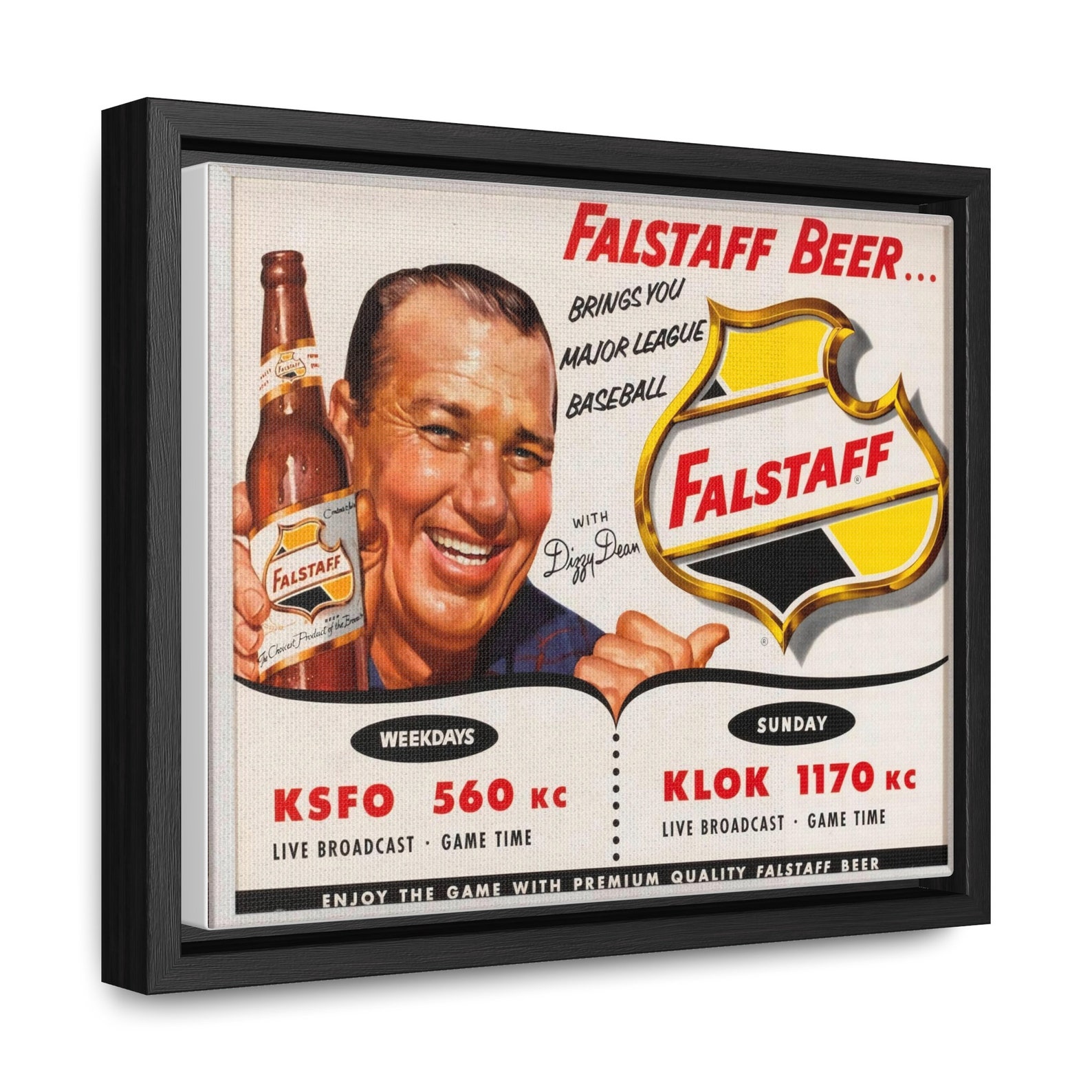 Vintage Falstaff Beer Ad Canvas Print, Dizzy Dean Baseball Decor - Etsy