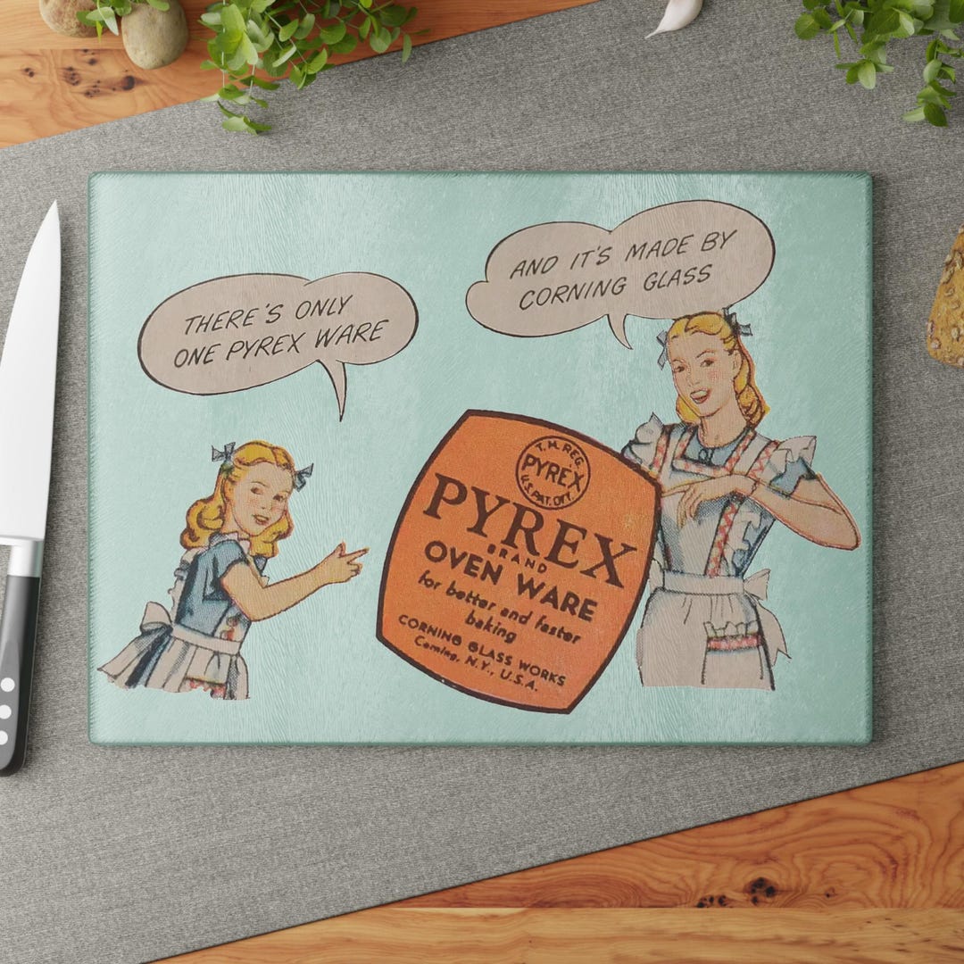 Vintage Pyrex and Corning Glass Works Inspired Glass Cutting Board ...