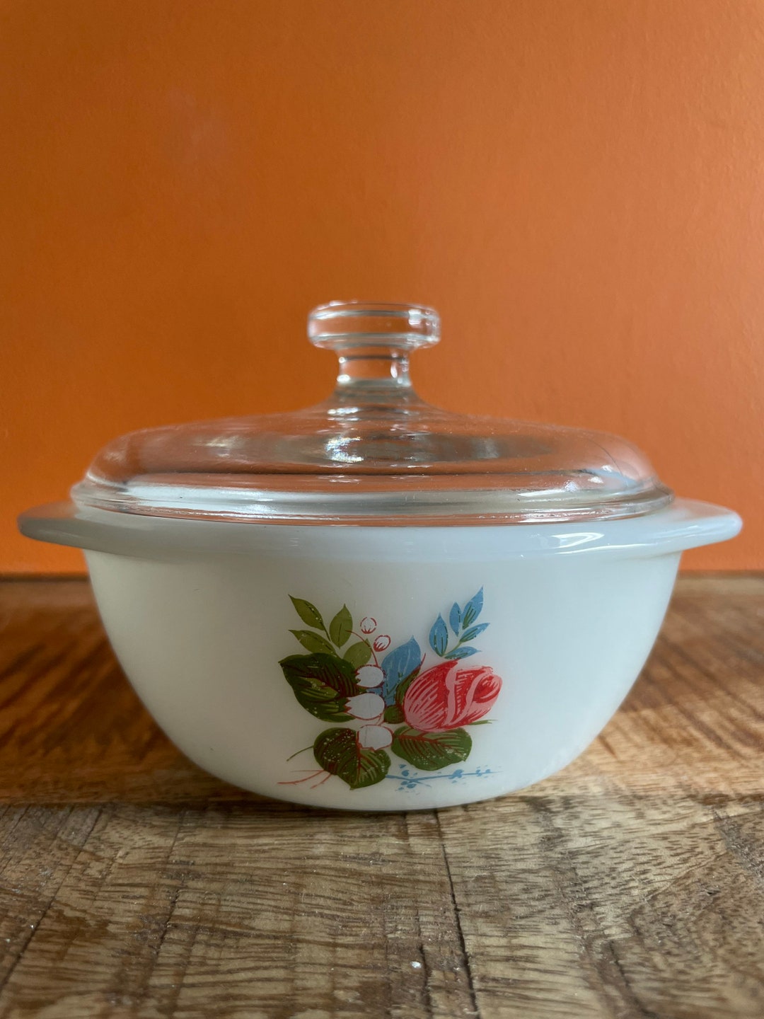 Vintage JAJ Pyrex Cottage Rose Casserole, Rare 8oz Mini Dish With Lid ...