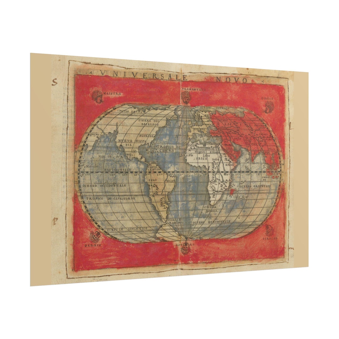 1548 Giacomo Gastaldi World Map Print | Fine Art, Semi-gloss, Matte ...