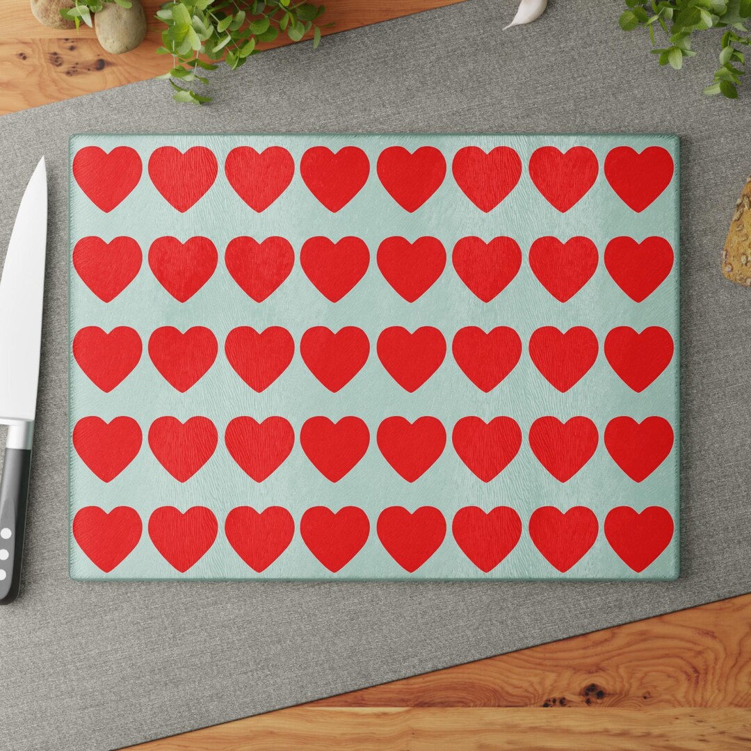 Vintage-inspired JAJ Pyrex 'hearts' Pattern Glass Cutting Board - A Must-have for Pyrex ...