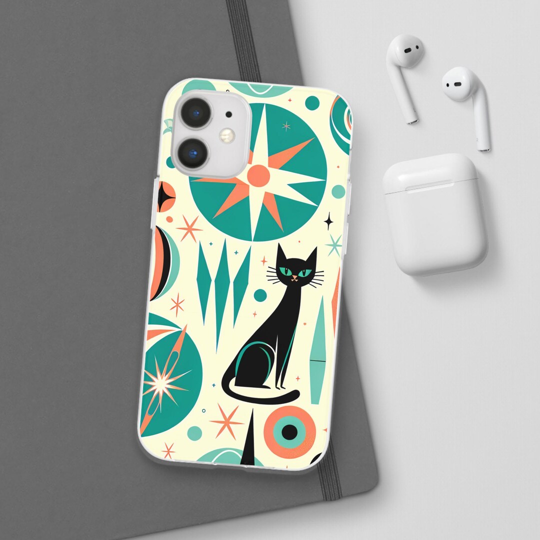 Mid-century Atomic Cats Flexi Phone Case | Space Age Pet Lover Design ...