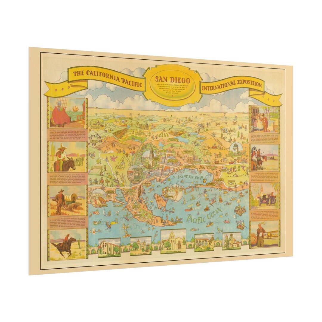 1935 California Pacific Expo Map Print | Vintage San Diego Wall Art - Etsy
