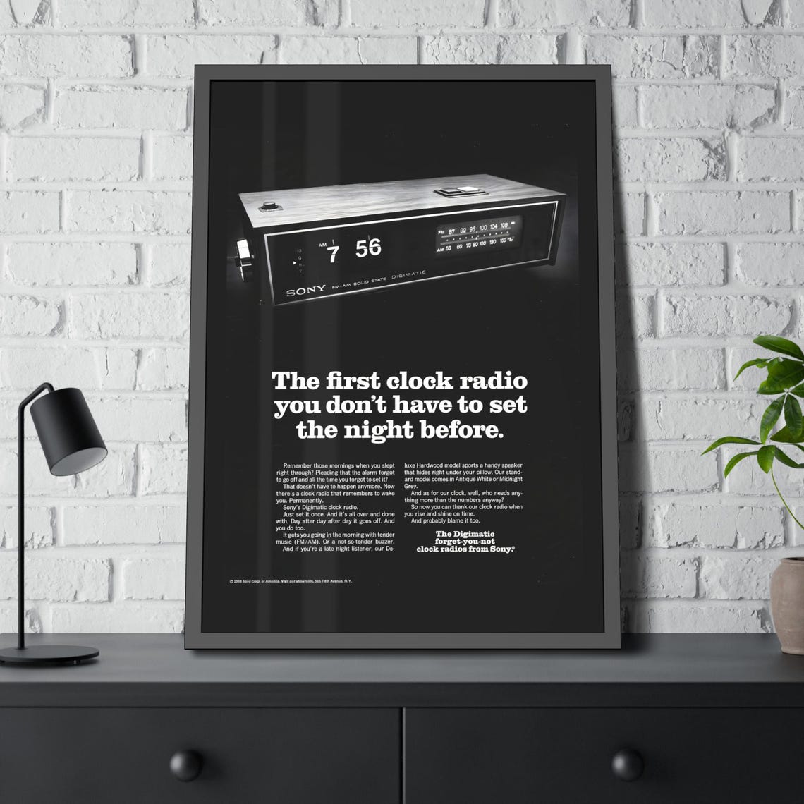 Sony Digimatic "forget-you-not" Clock Radio Poster | 1969 Sony FM/AM ...