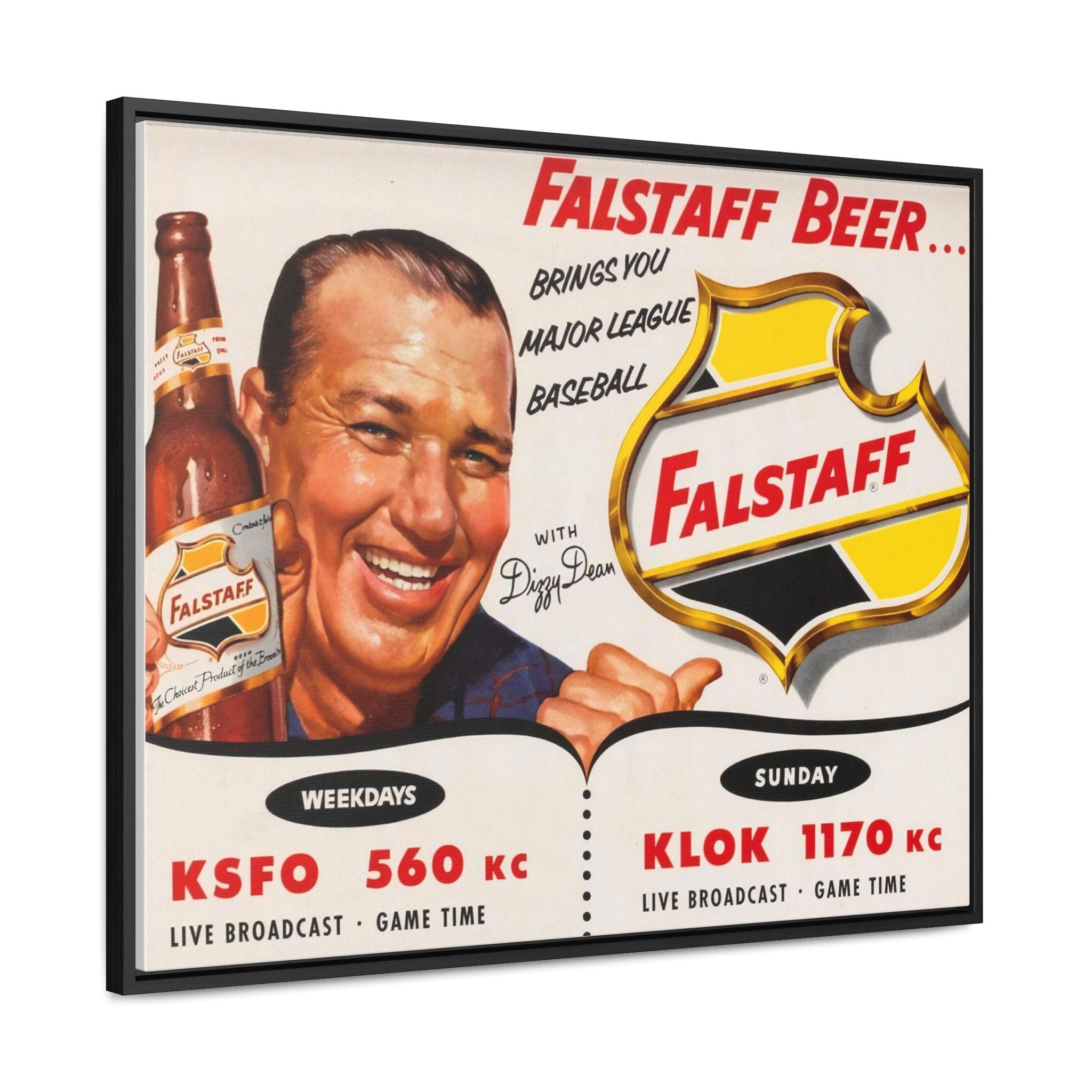 Vintage Falstaff Beer Ad Canvas Print, Dizzy Dean Baseball Decor - Etsy