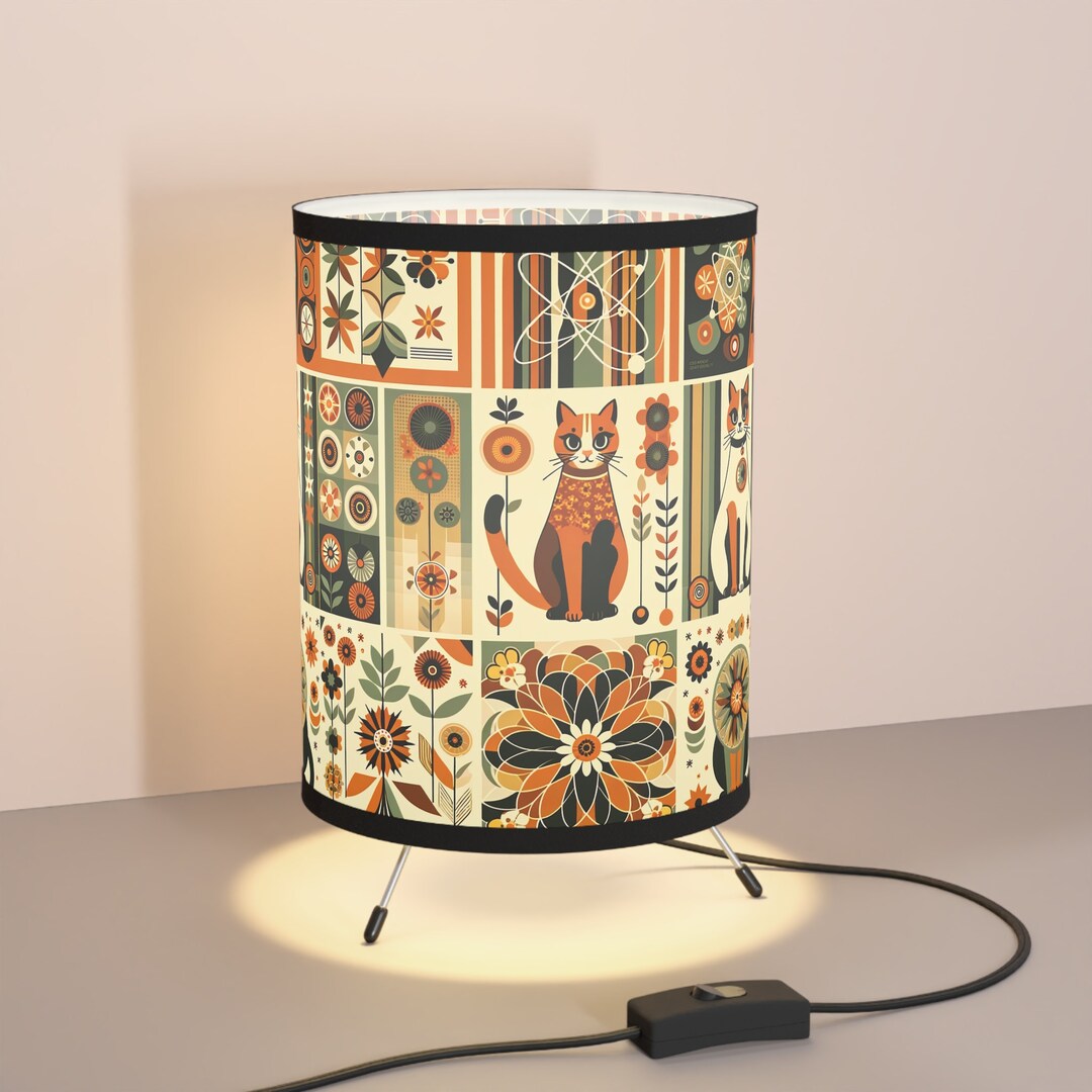 Atomic Flower Power Cat Tripod Lamp – Retro Mid-century Lighting - Etsy