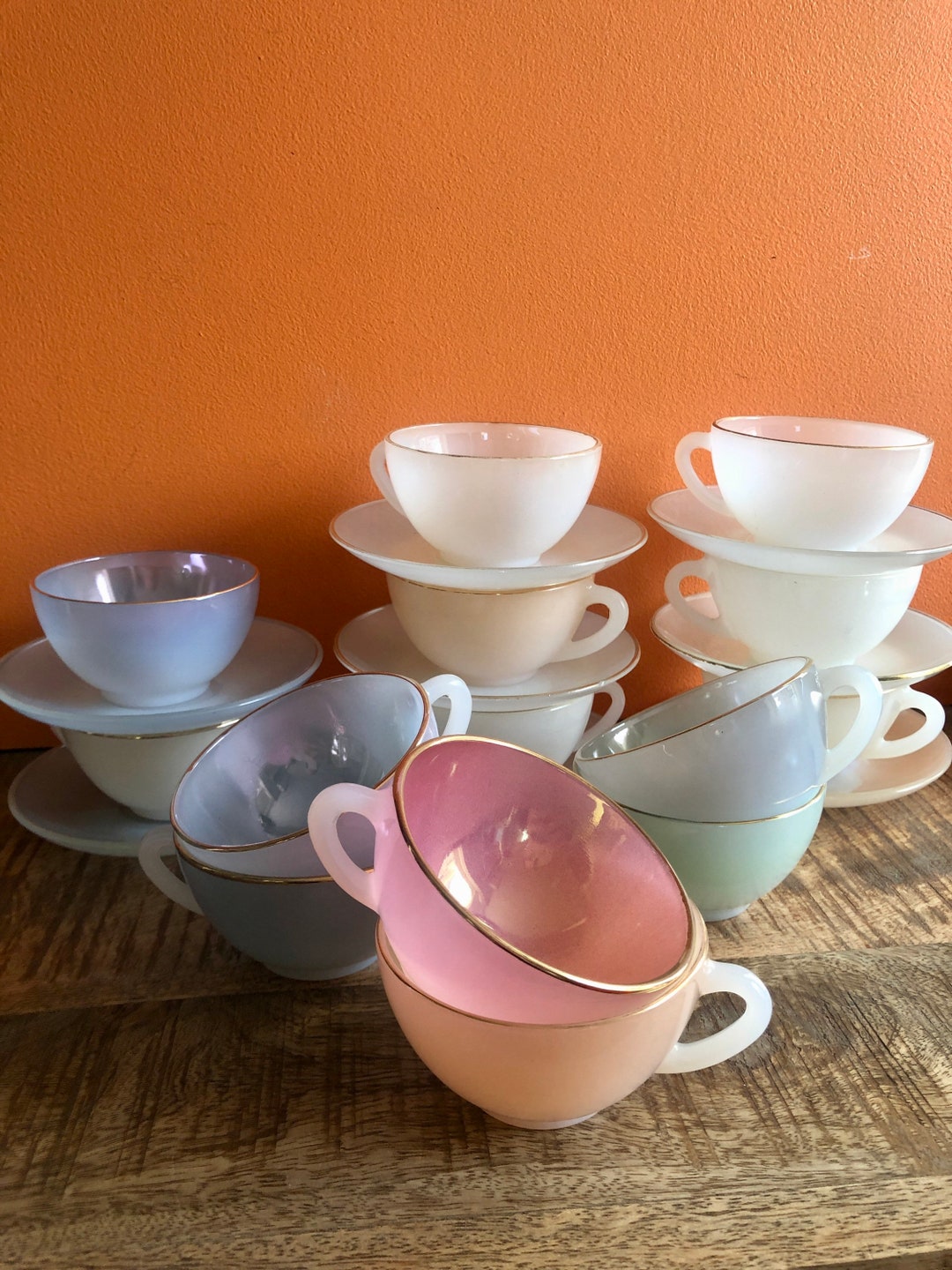 Arcopal Harlequin Lot Arcopal Tea Cup Arcopal Tea Set 14 X - Etsy
