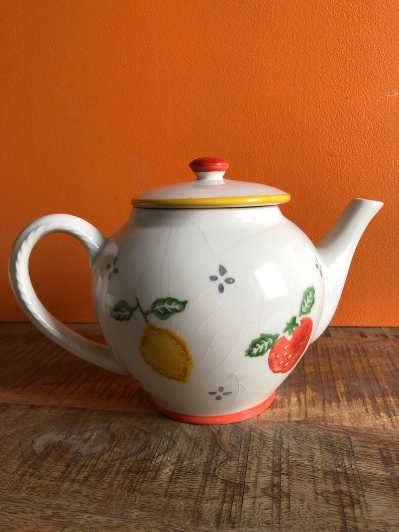 Vintage Laura Ashley Teapot Set - Summer Fruits, Hand-decorated - Etsy UK