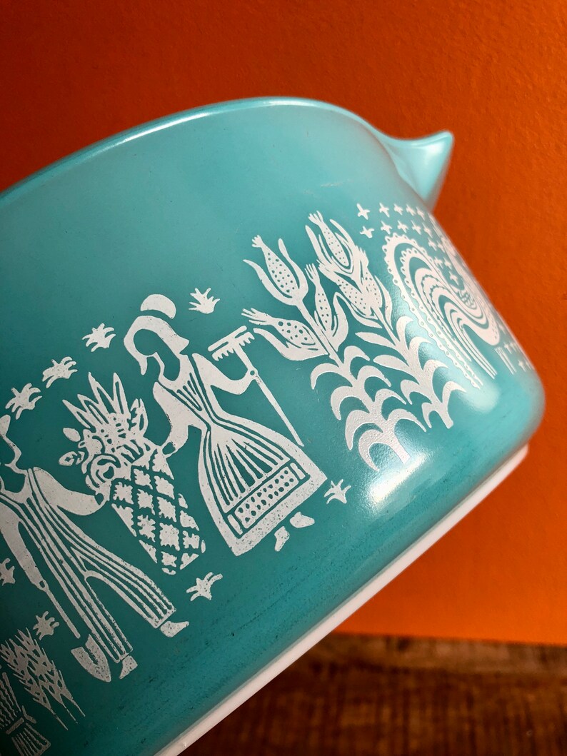 Turquoise Pyrex Amish Butterprint Casserole 475-B White - Etsy