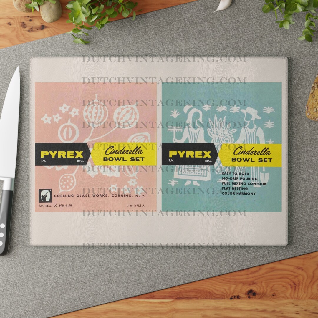 Dual-design Pyrex Patterns Glass Cutting Board | Vintage Butterprint ...