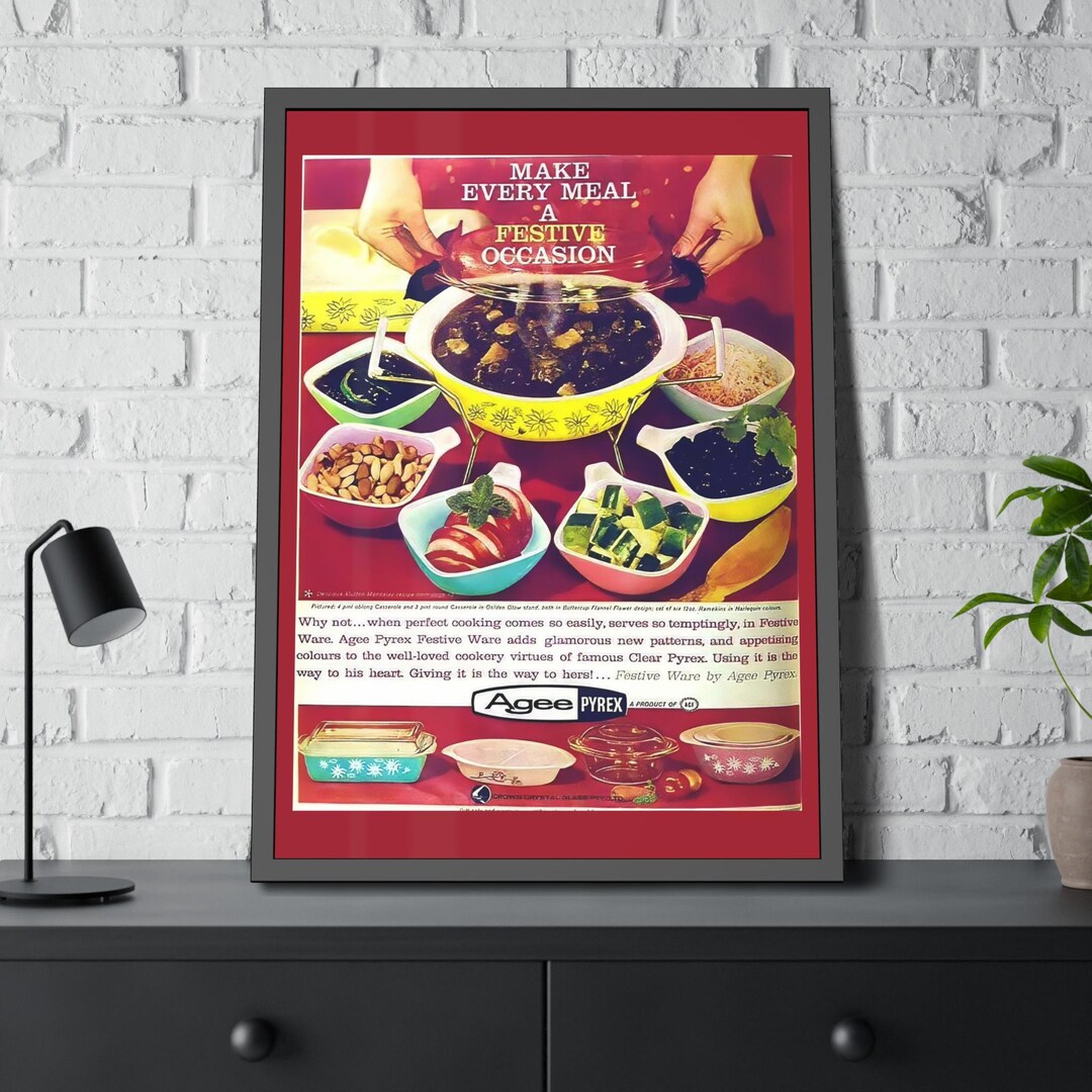 Vintage Agee Pyrex Festive Ware Poster - Australian Kitchen Decor - Etsy