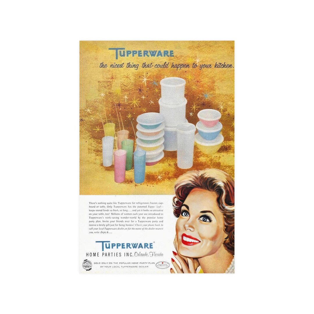 Mid-century Tupperware Ad Satin Poster 210gsm Reproduction Vintage ...