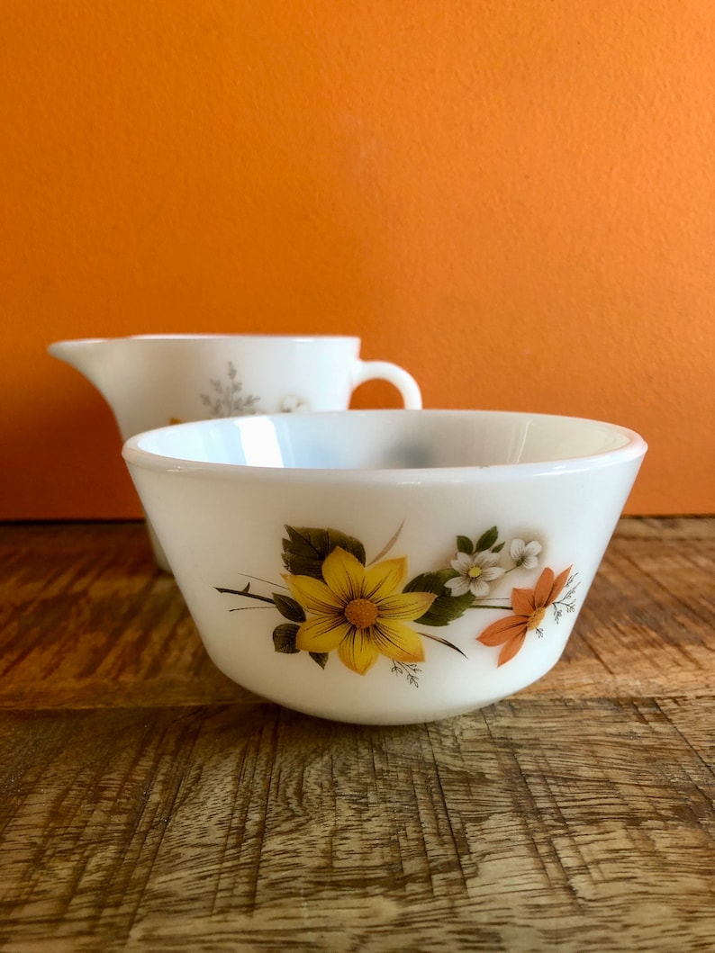 Vintage JAJ Pyrex Autumn Glory Creamer and Sugar Bowl Set - Etsy