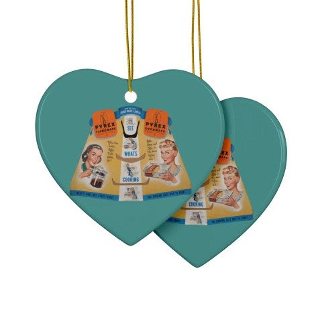 Vintage Pyrex Ad Ceramic Ornaments Custom Holiday Decor, Double-sided ...