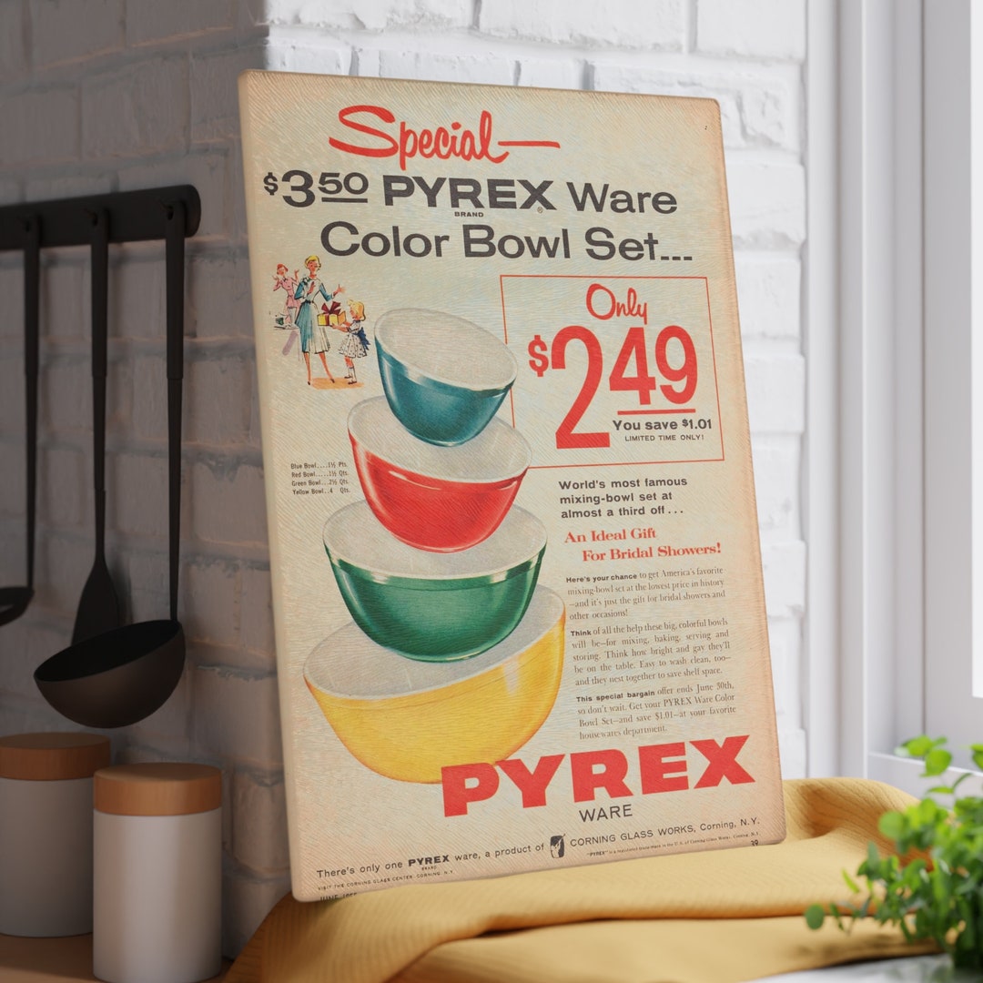 Vintage 1950s Pyrex Ad Glass Cutting Board - Mid-century Kitchenware ...