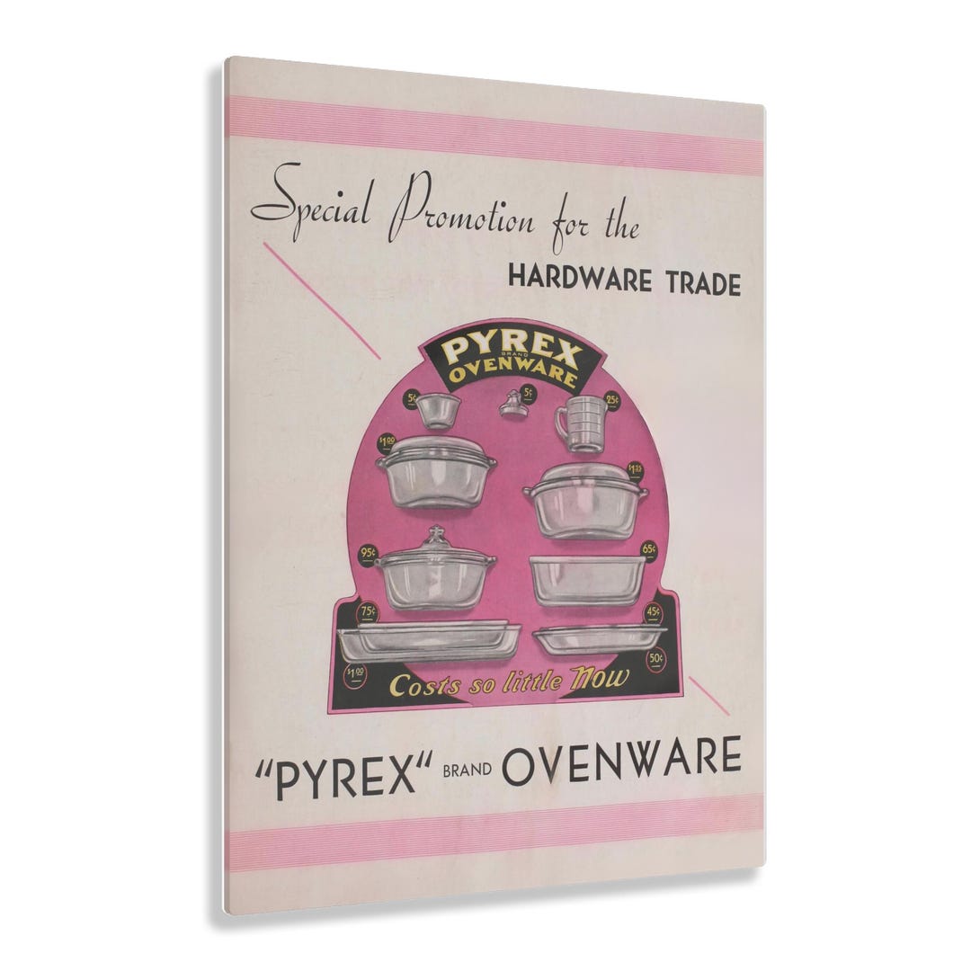 Vintage Pyrex Ovenware Poster Art, 1930s Kitchen Acrylic Print - Etsy