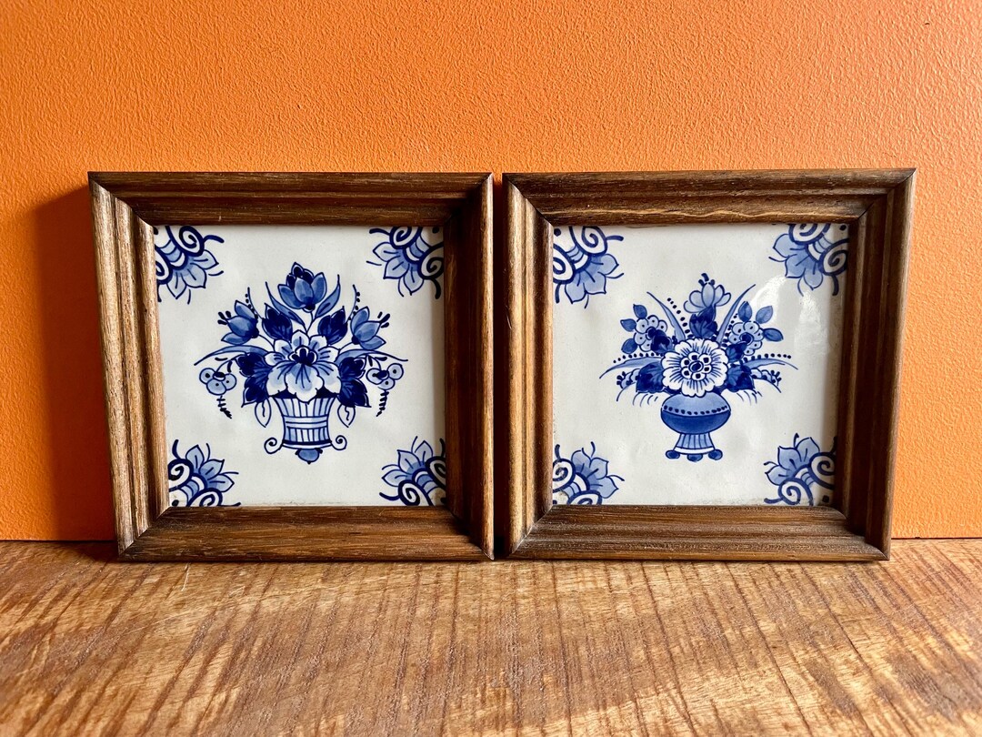 Set of 2 Handcrafted Dutch Delft Blue Tiles by ‘de Porceleyne Fles ...