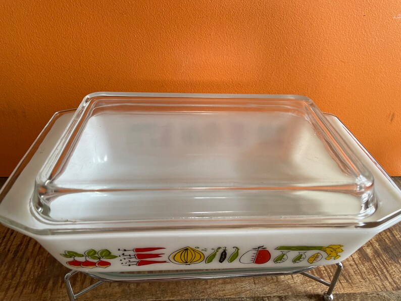 Rare JAJ Pyrex Harvest Casserole – Vintage Space Saver Bowl With Metal ...
