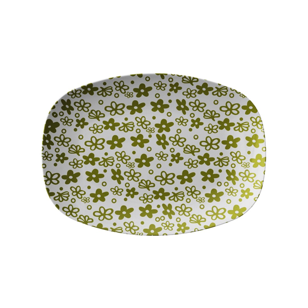 Vintage Pyrex Spring Blossom Green Daisy Inspired Serving Platter ...