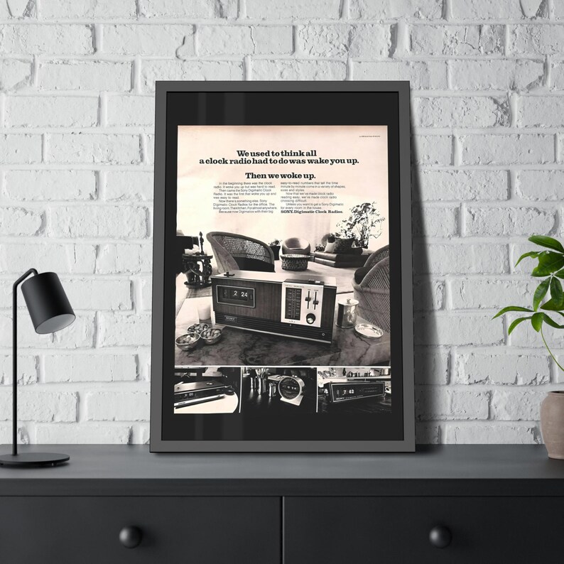 Sony Digimatic Vintage Clock Radio Advert | Framed 1970s Sony Flip ...