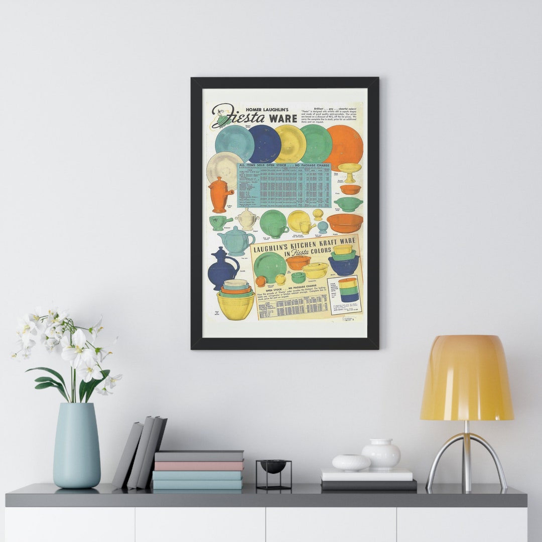 Vintage Fiestaware Kitchenware Poster – Framed American Advertising - Etsy
