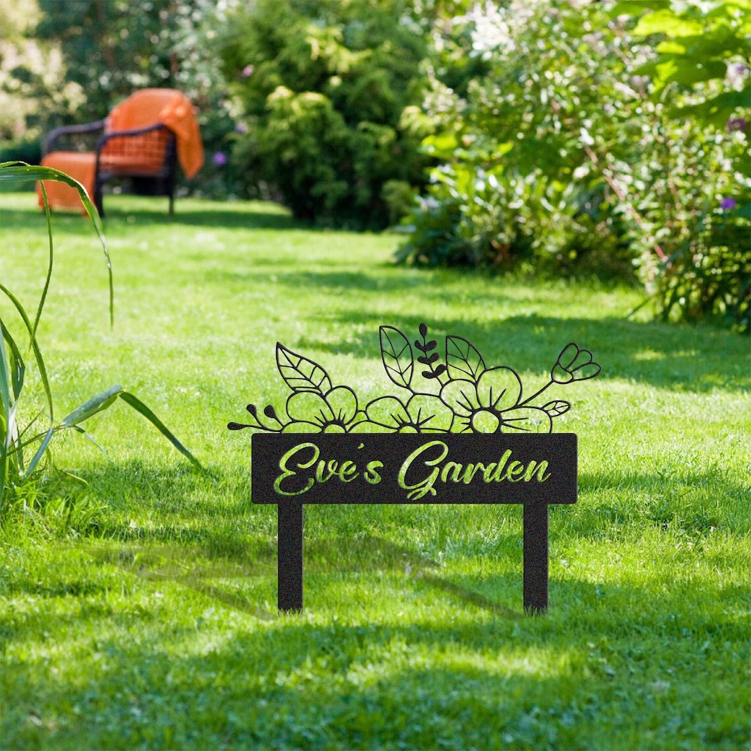 Personalized Metal Garden Sign Stake Yard Art Custom Garden - Etsy