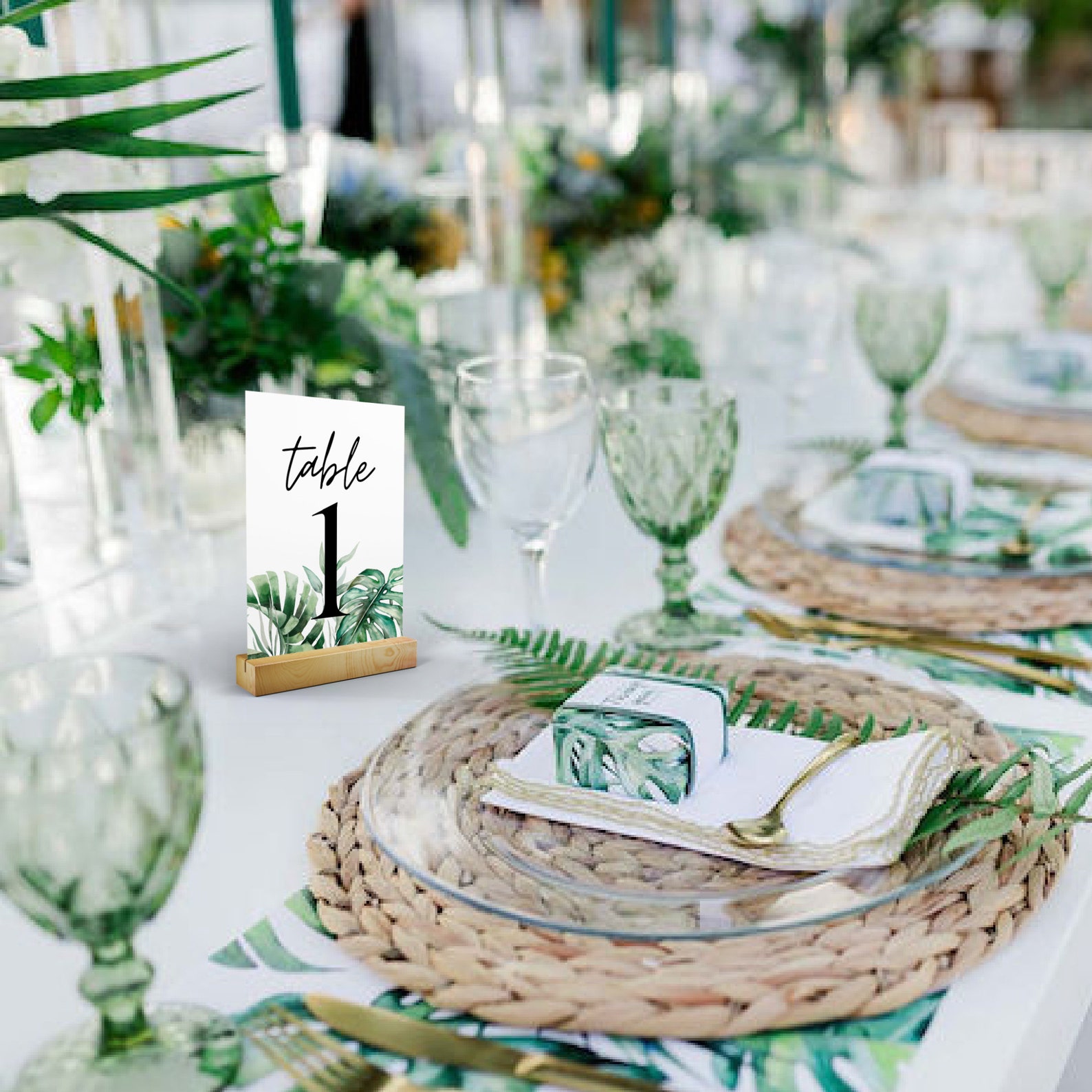 Greenery Table Numbers | Printable Table Numbers | Tropical Wedding ...
