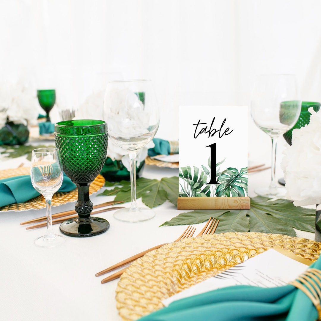 Greenery Table Numbers | Printable Table Numbers | Tropical Wedding ...
