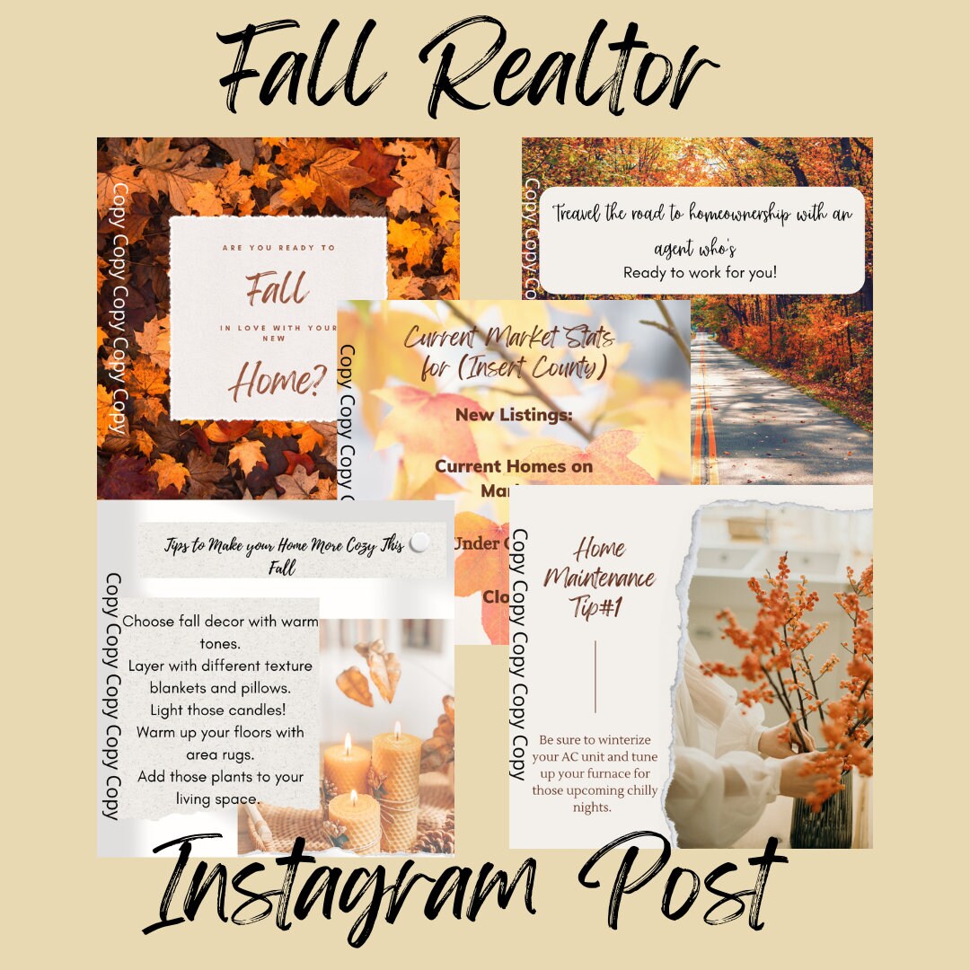 Fall Realtor Instagram and Social Media Post for Real Estate Content - Etsy