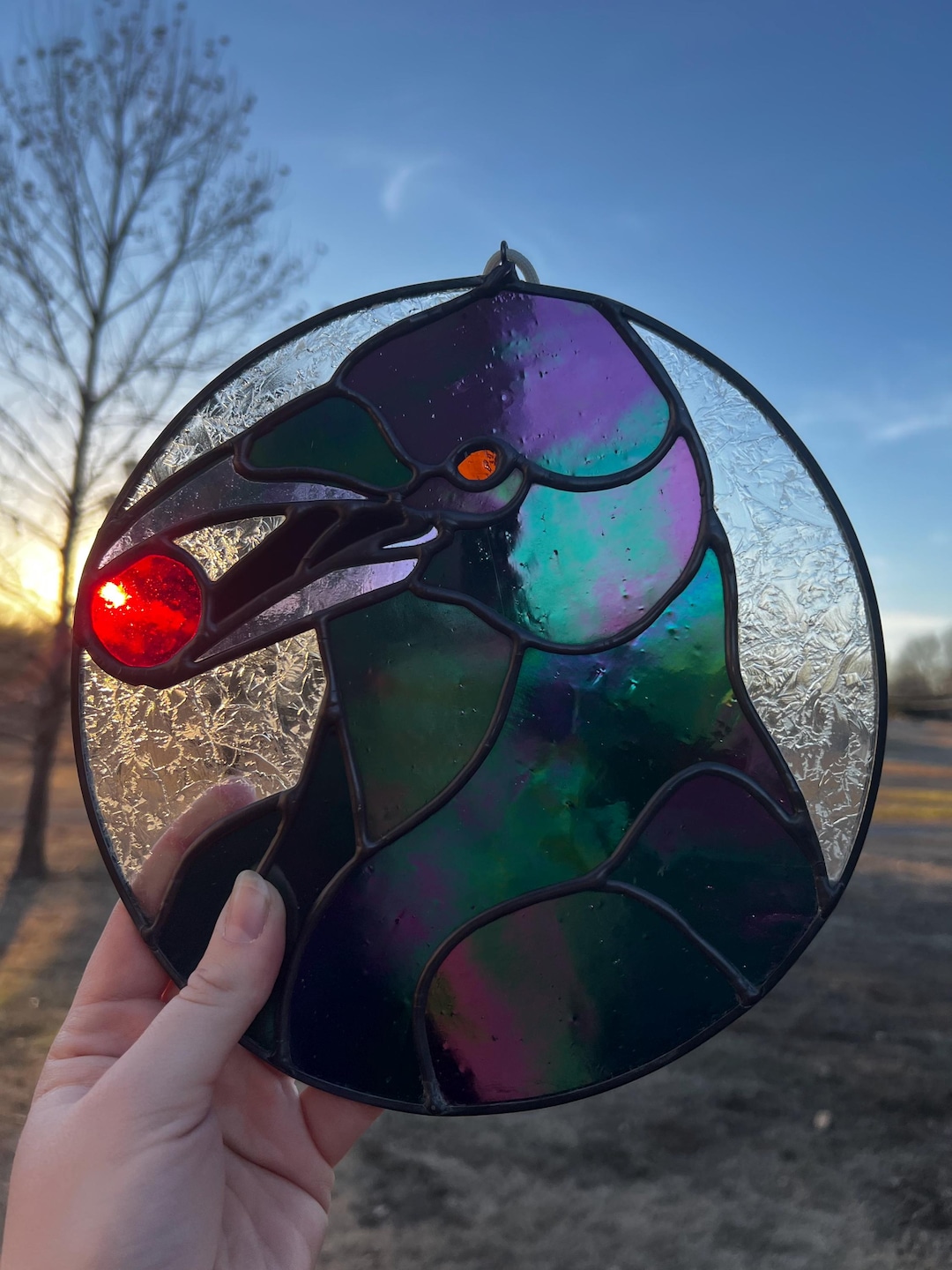 Stained Glass Raven Suncatcher, Bird Art - Etsy