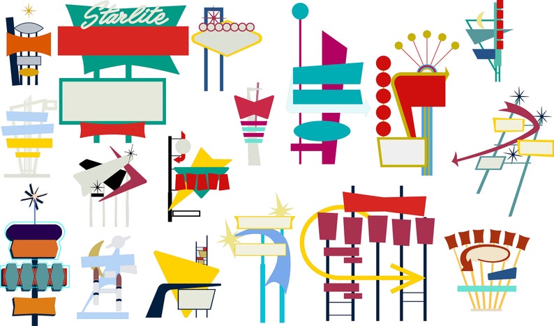 Atomic Age Sign Shapes - Midcentury Modern Signs, Retro Signs, Motel ...