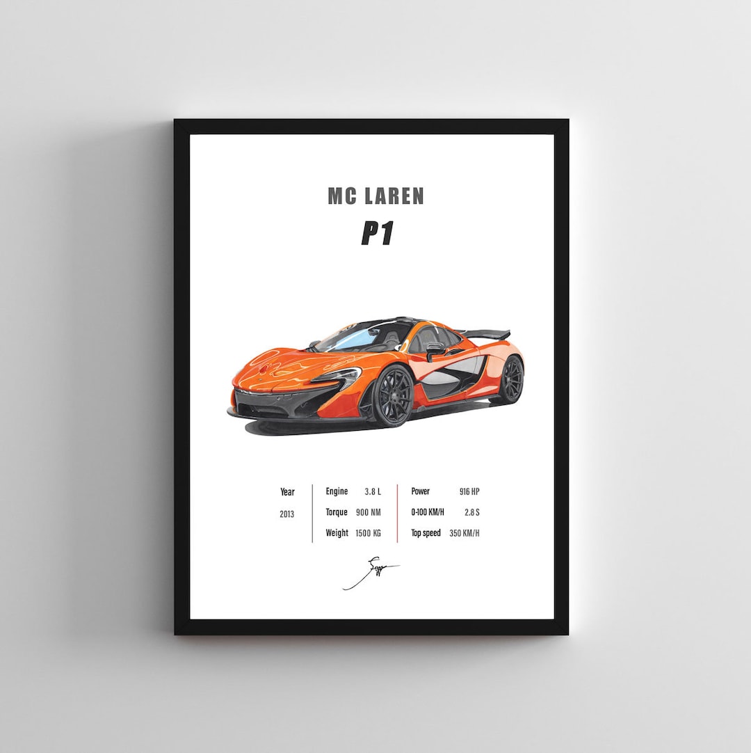 Mclaren P1 Car Poster Car Poster Mclaren Car Print Man Gift Idea Car ...