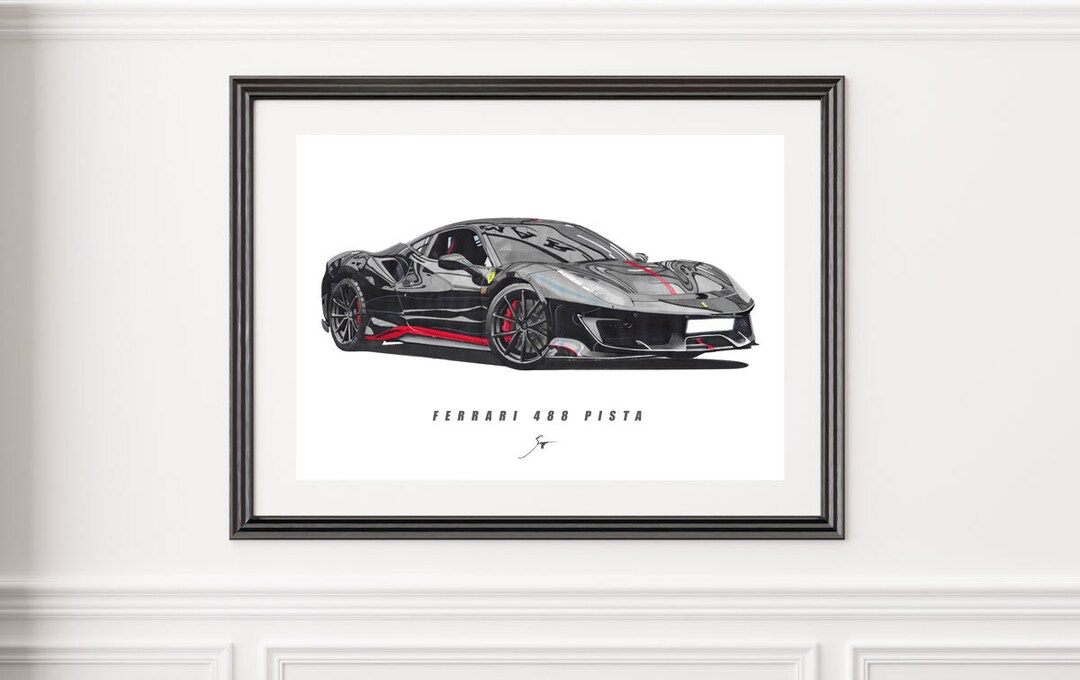 Ferrari 488 Pista Car Posters Car Poster Car Print Men Gift Idea Car ...