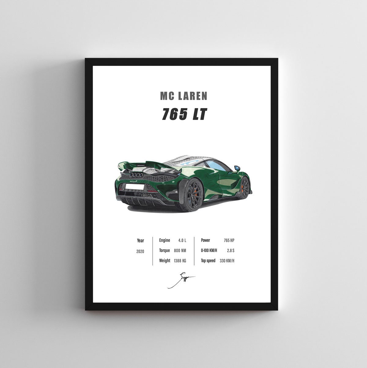 Mclaren 765LT Car Poster Car Poster Mclaren Car Print Man - Etsy
