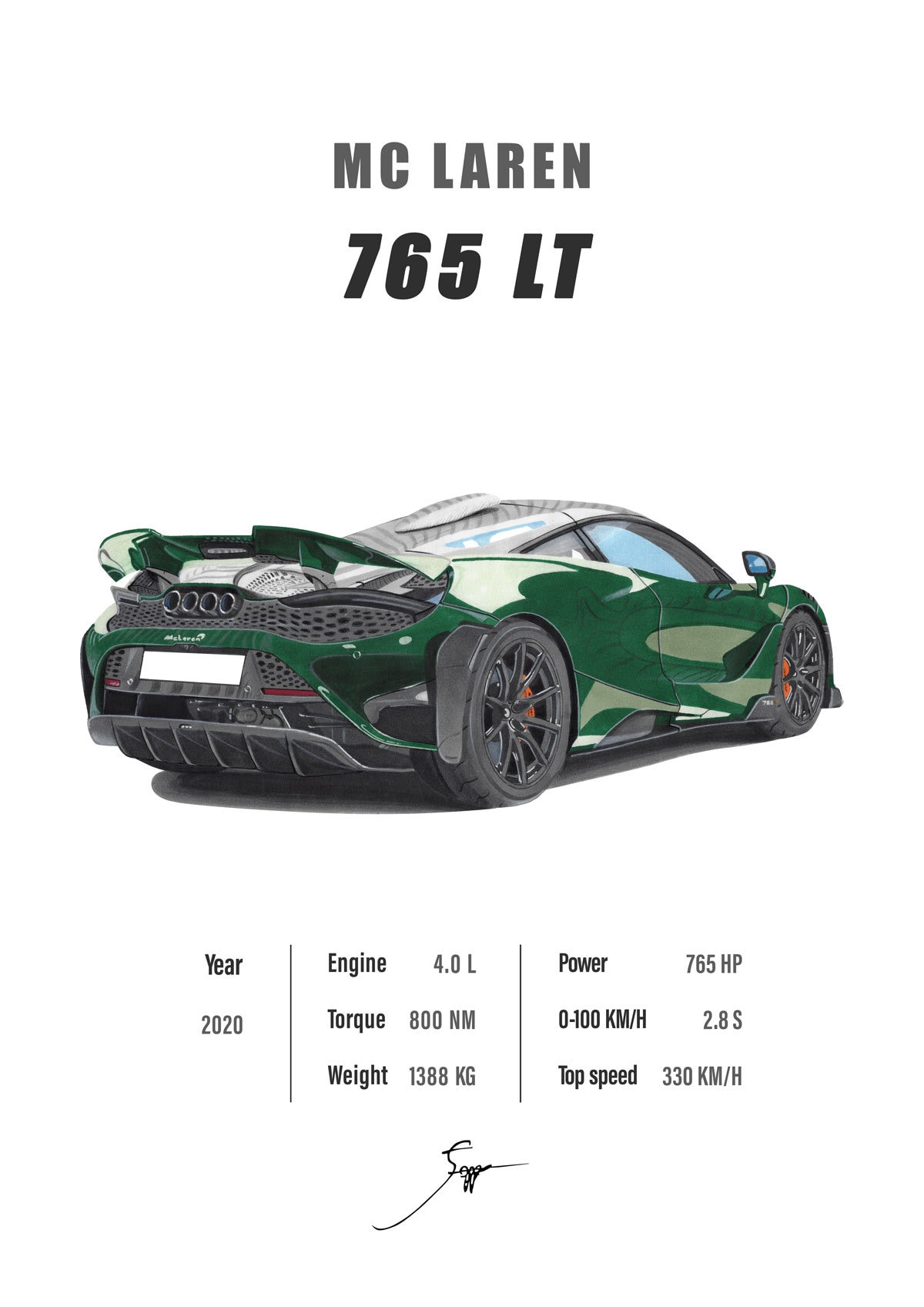 Mclaren 765LT Car Poster Car Poster Mclaren Car Print Man - Etsy