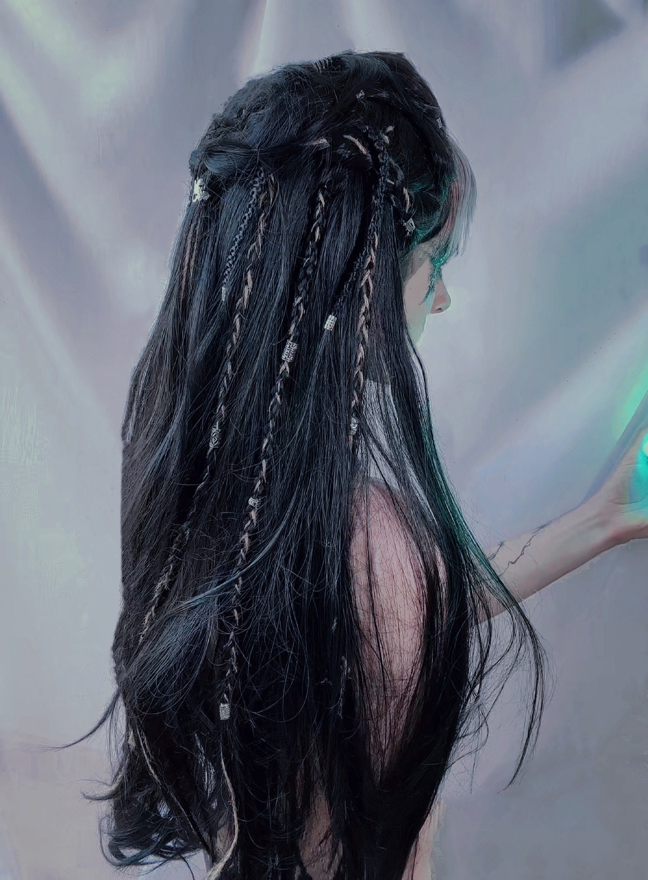 Dark Elf Lace Front Wig Including Hair Accessories, Cosplay Wig, Larp ...