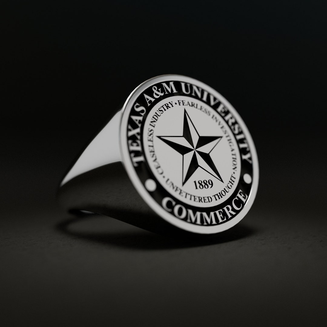 Sterling Silver College Signet Ring, Personalized Class Ring for ...