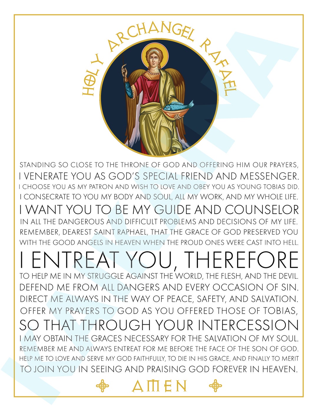 Saint Raphael the Archangel Prayer 8.5 X 11" Poster, Downloadable and ...