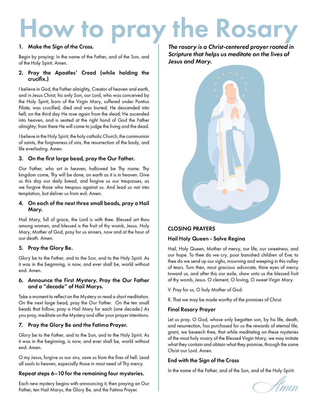 Catholic Rosary Prayer Guide With Holy Mysteries and Scriptures ...