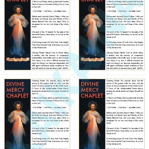 Divine Mercy Chaplet Prayer Card 4 on a Page - Downloadable and ...