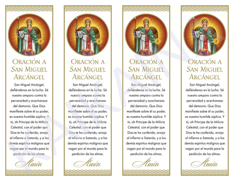 Saint Michael Archangel Prayer in Spanish: Printable Bookmark (digital ...