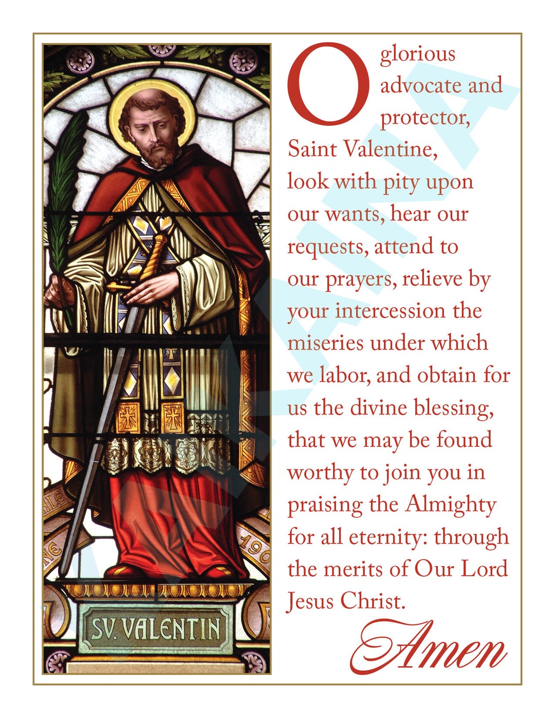 Saint Valentine Prayer Card 4 on a Page - Downloadable and Printable ...