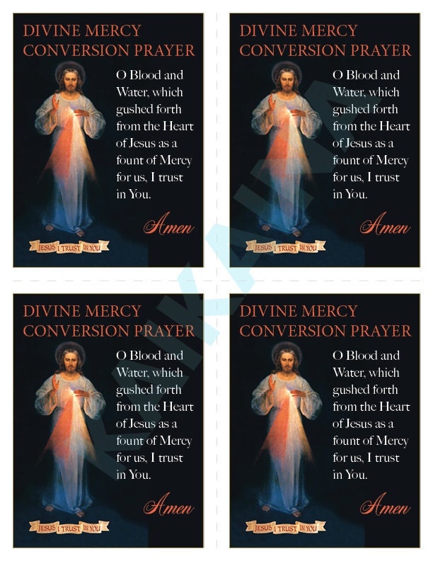 Divine Mercy Prayer Card: Catholic Saint Printable (digital Download ...