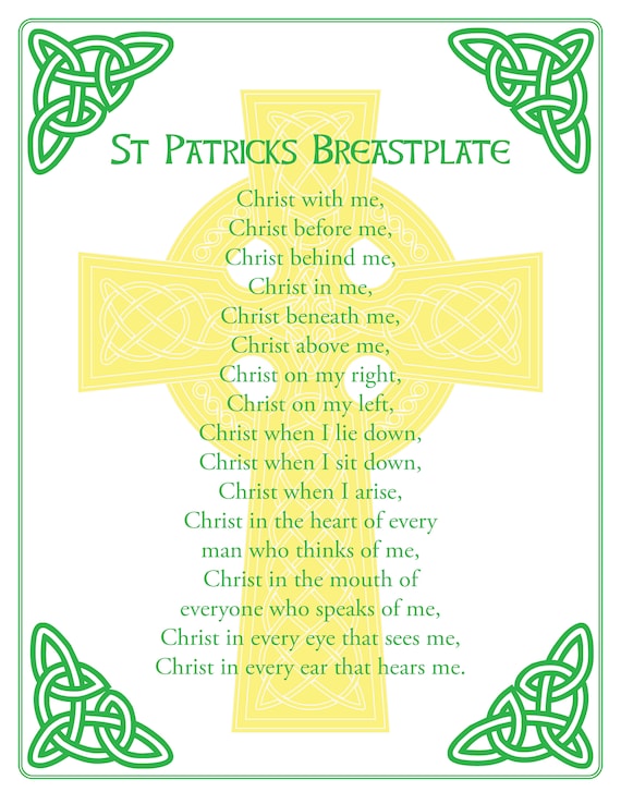 St. Patrick Breastplate Prayer Printable 8.5 X 11 Poster - Etsy