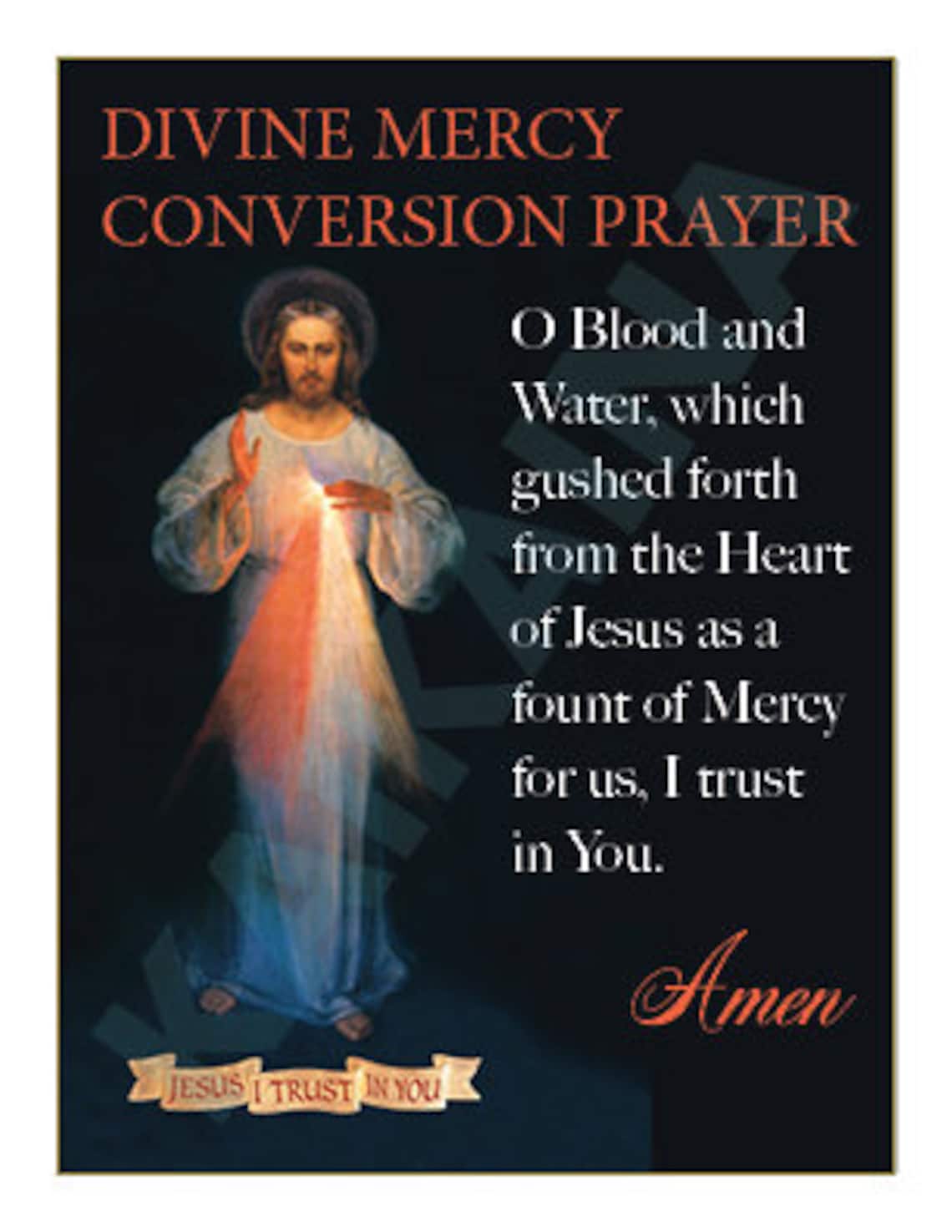 Divine Mercy Conversion Prayer Card 4 on a Page - Downloadable and ...