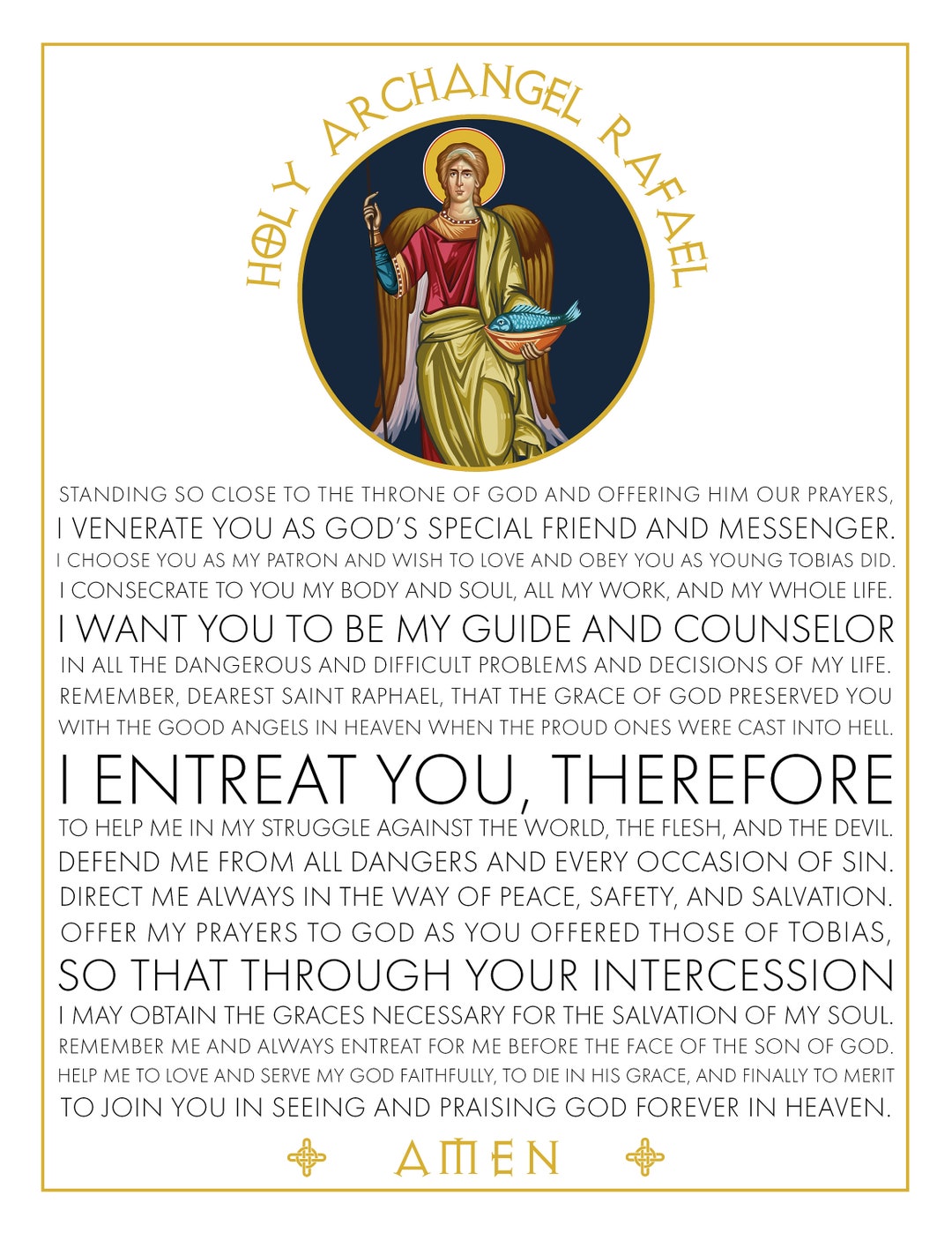 Saint Raphael the Archangel Prayer 8.5 X 11 Poster, Downloadable and ...