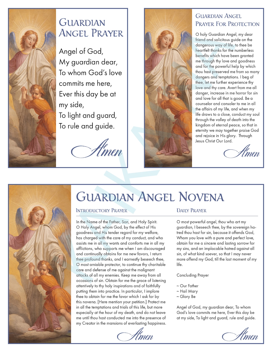 Guardian Angel Prayer & Novena: Printable Catholic Prayer Card (digital ...
