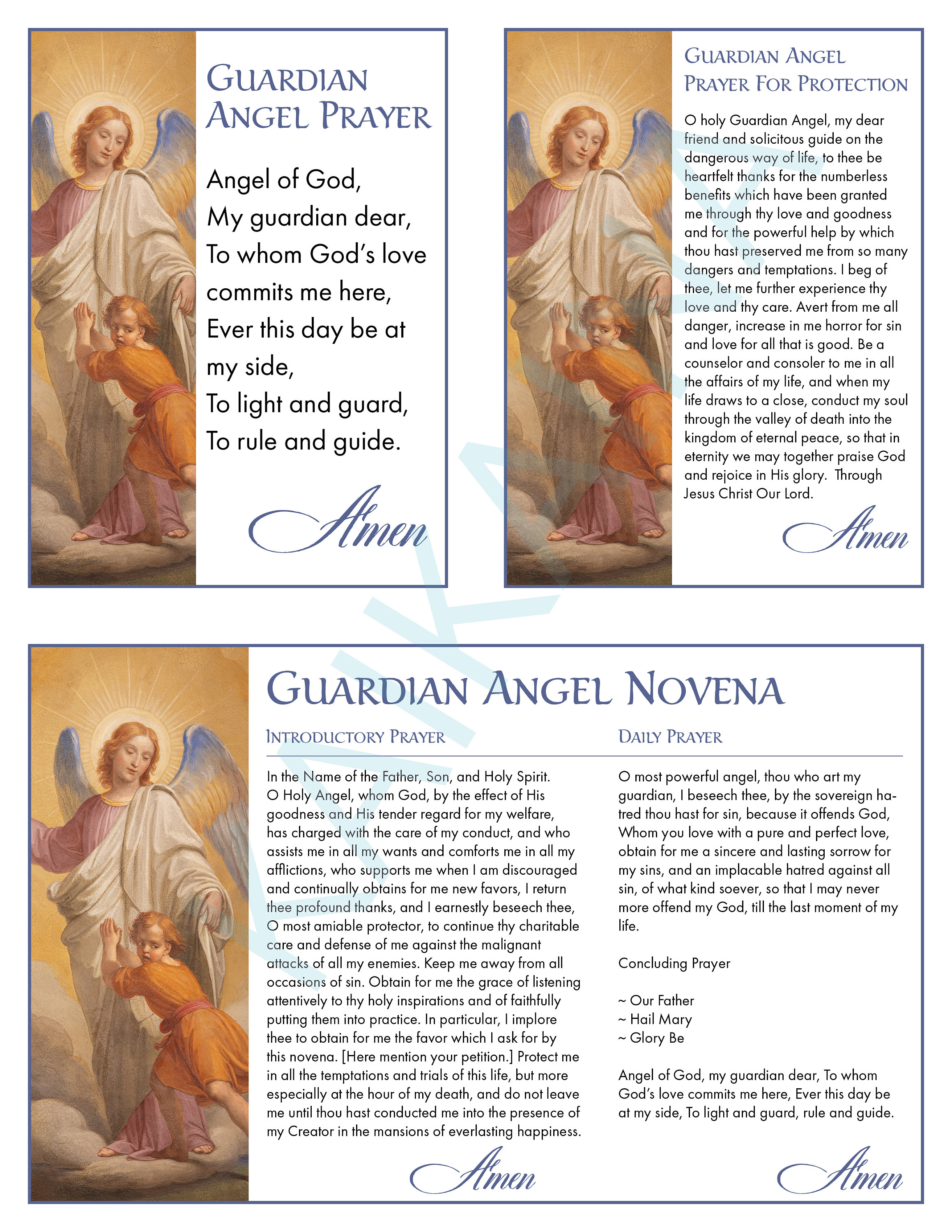 Guardian Angel Prayer & Novena: Printable Catholic Prayer Card (digital ...