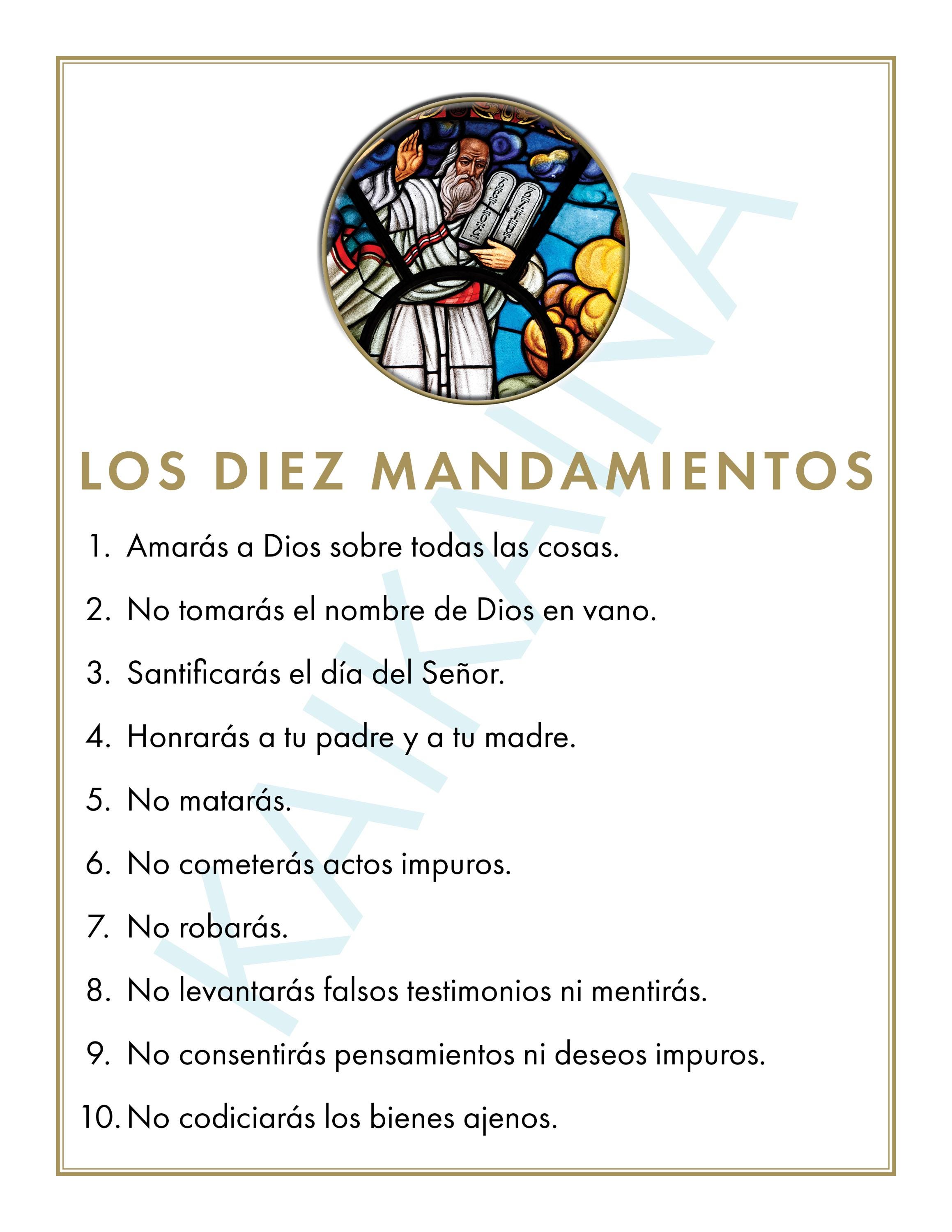Ten Commandments Catholic Poster for Children SPANISH - Los Diez ...