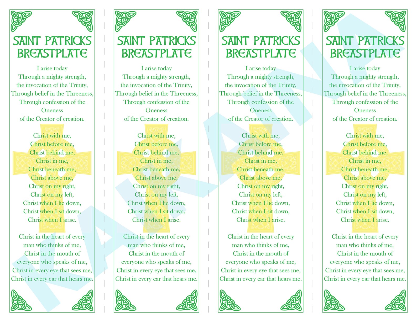 Saint Patrick Breastplate Prayer Bookmarks (digital Download) - Etsy